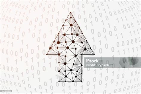 Up Arrow 3d Low Poly Symbol With Binary Code Background Growth Design