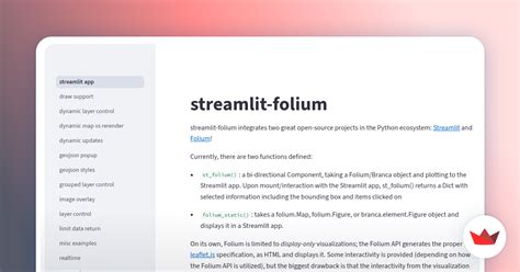 Streamlit Folium Documentation