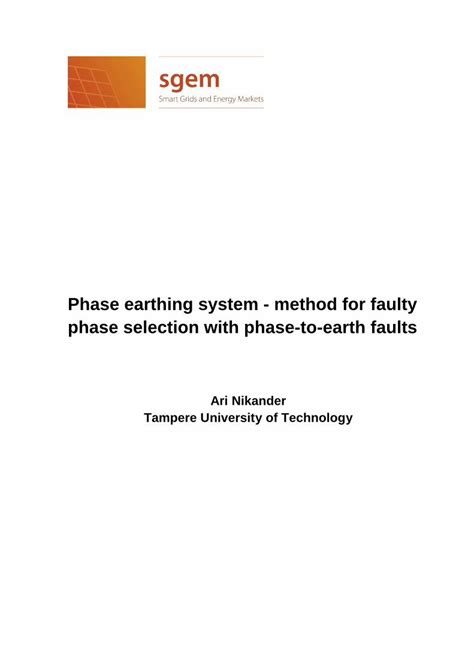 pdf phase earthing system method for faulty phase selection