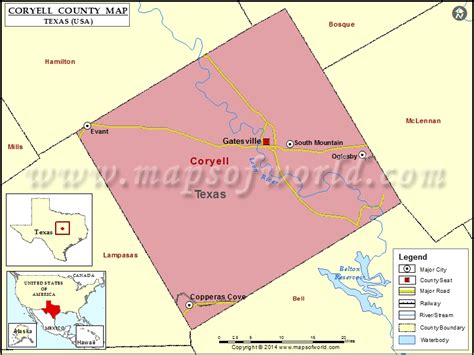 Coryell County Map Texas