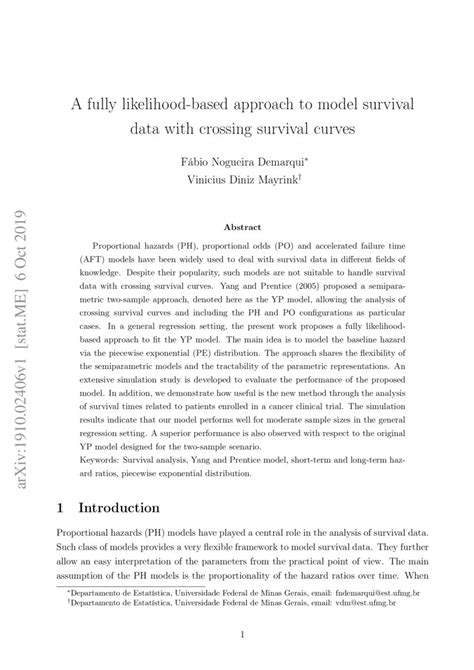 A Fully Likelihood Based Approach To Model Survival Data With Crossing Survival Curves Deepai