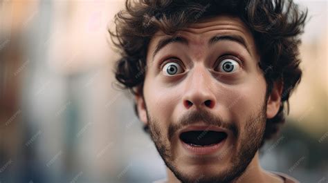 Premium Ai Image A Man With Big Eyes And A Beard Looks At The Camera
