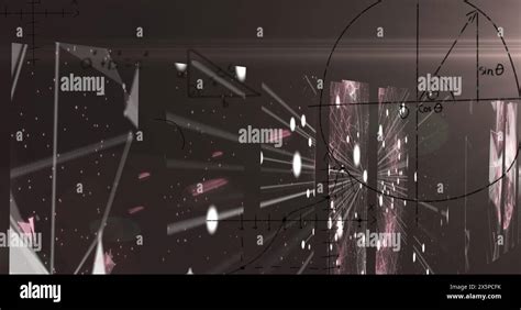 Image Of Light Trails Over Mathematical Equations On Black Background