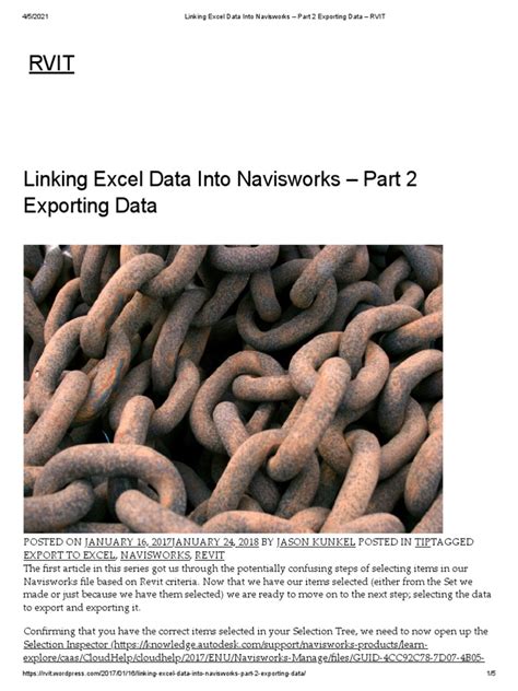Linking Excel Data Into Navisworks Part 2 Exporting Data Rvit Pdf