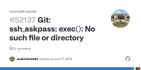Git Ssh Askpass Exec No Such File Or Directory Issue Microsoft Vscode GitHub