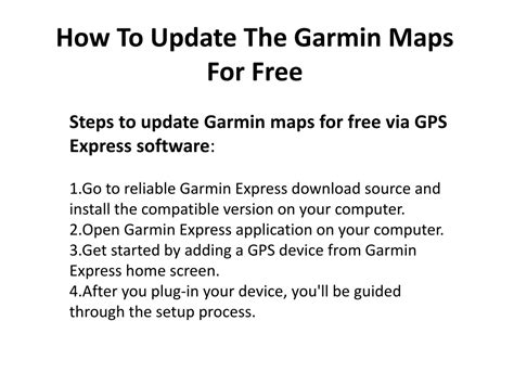 Ppt How To Update The Garmin Maps For Free Powerpoint Presentation Free Download Id