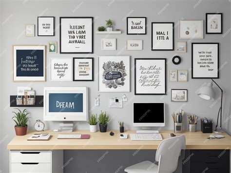 Premium Ai Image Interior Design For Working Area With Destop