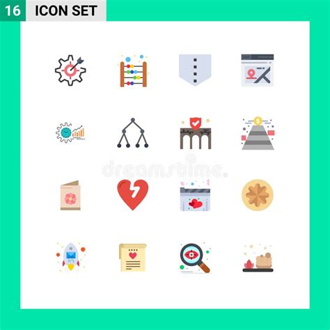 User Interface Pack Of 16 Basic Flat Colors Of Graphs Chart Mathematics Map Page Stock