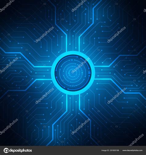 Microchip Technology Background Blue Circuit Board Pattern Stock Vector