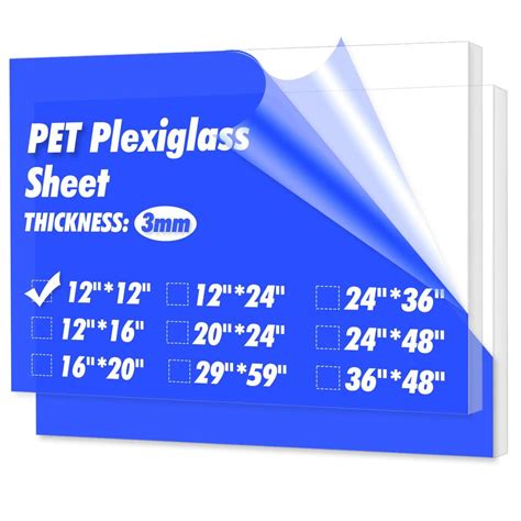 Art3d 2 Pack 18 Thick Plexiglass Sheets 12 X 12 Pet Clear