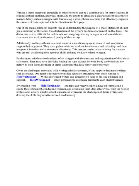 Teaching How To Write A Thesis Statement In Middle School Pdf Essays Thesis