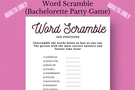 Dirty Word Scramble Bachelorette Party Game Dirty Sex Positions Game