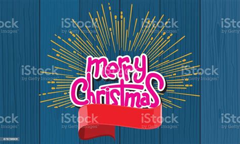 나무 배경 위에 항성과 손 글자와 메리 크리스마스 텍스트입니다 일러스트 벡터입니다 3차원 형태에 대한 스톡 벡터 아트 및 기타 이미지 3차원 형태 개념 개념과 주제