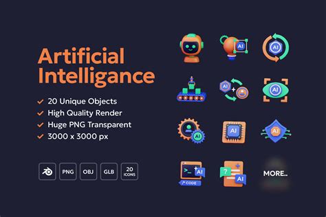 Ai Tech Artificial Intelligence 3d Icon Pack 20 Free Download Science