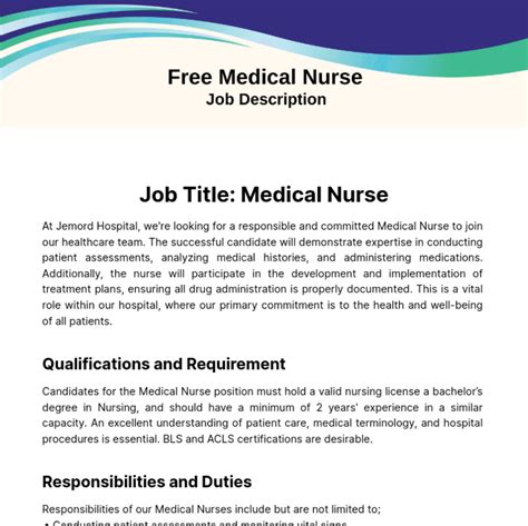 Great Nursing Job Description At Josephine Parks Blog
