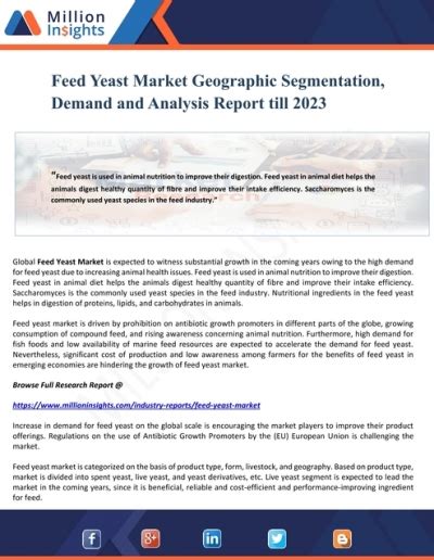 Feed Yeast Market Geographic Segmentation Demand And Analysis Report Till 2023