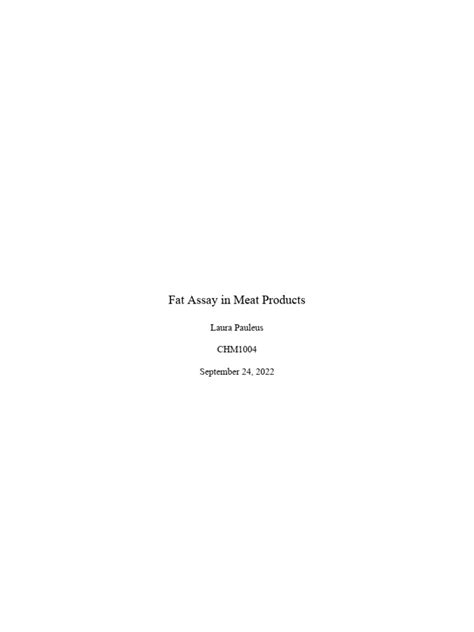 Fat Assay In Meat Products Pdf