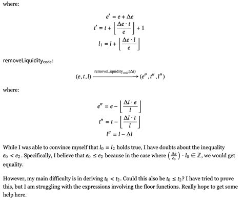 Ethereum Clarification On Theorem 6 From Uniswap V1 Formalized Model E0