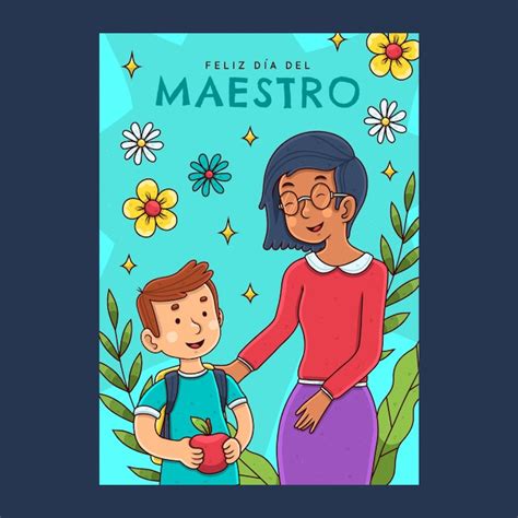 Plantilla De Tarjeta De Felicitación Del Día Del Maestro Dibujada A Mano En Español Vector Gratis