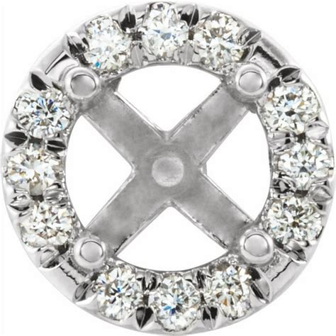 14k White Gold 45mm Round Shape Diamond Semi Set French Set Peg