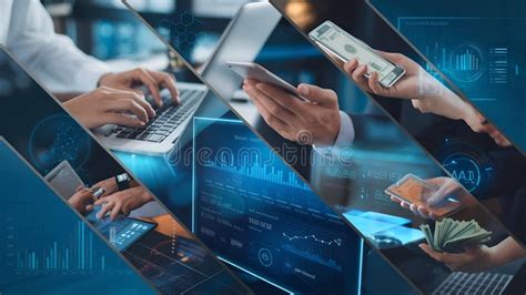 A Modern Futuristic Business Technology Collage With Multiple Stock