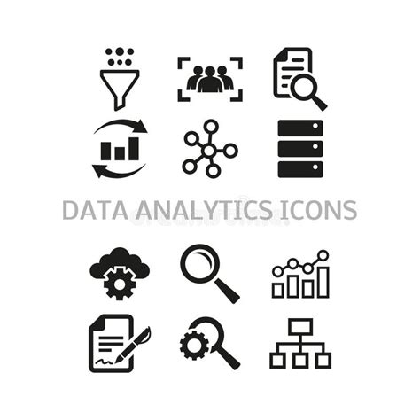 Data Analytics Icons Set On White Background Stock Illustration