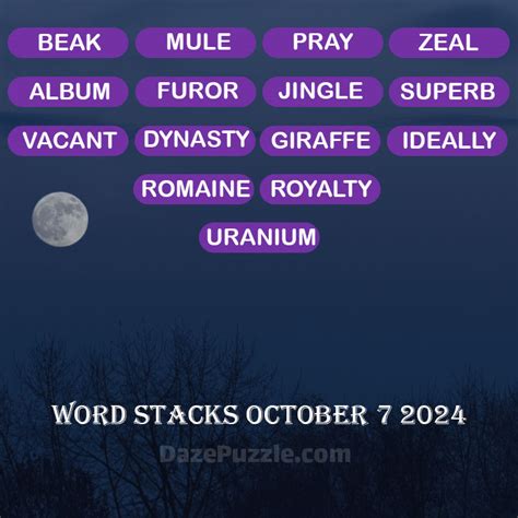 Word Stacks October 7 2024 Daily Puzzle Answer