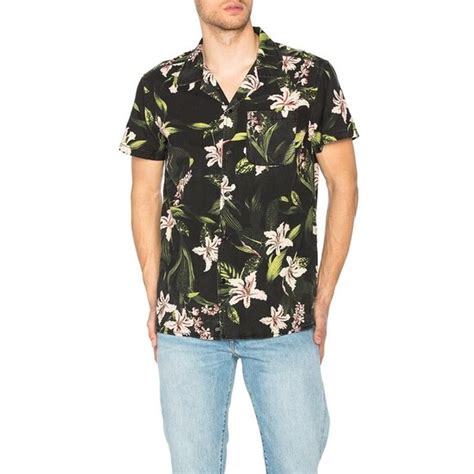 Deus Ex Machina Shirts Deus Ex Machina Hawaiian Button Up Shirt Dean Resort Black Floral