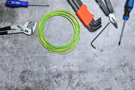 Assortment Of Tools And Variety Isolated On A Stone Background Stock