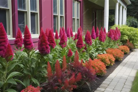 Premium Photo Planting A Celosia Flower Garden Around A House