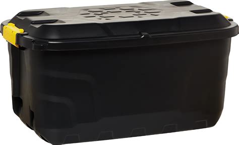 Strata Boîte De Rangement Robuste à Roulettes 75 L Noir 77 X 42 X 40 Cm