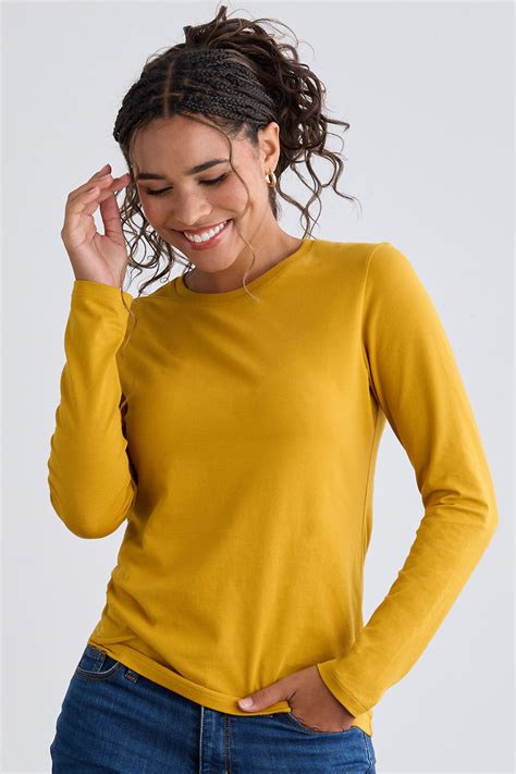 Womens Organic Cotton Long Sleeve T Shirts And Tops Fair Indigo