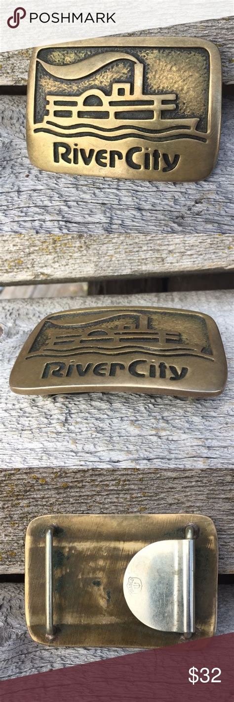 Vintage 70s 80s River City Brass Belt Buckle Brass Belt Buckles