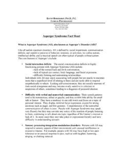 Asperger Syndrome Fact Sheet 2 Dr Kathy Asperger Syndrome Fact