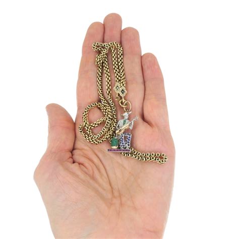 Antique 14k Gold Enamel Chain Necklace Platinum Pendant Nadine Krakov