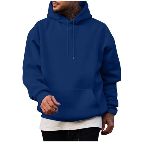 Homadles Mens Hoodie Long Sleeve Solid Casual Cotton Pullover Hoodies