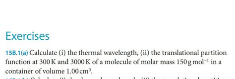 Solved Exercises 15b 1 A Calculate I The Thermal