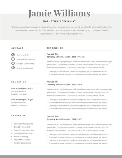 Black And Gray Classic Resume 120590 Resumeway