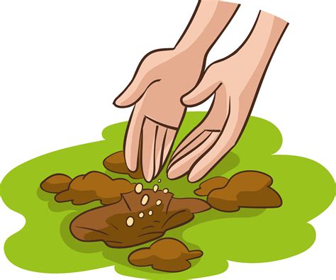 Human Hand Throwing Plant Seeds The Concept Of Gardening And Sowing Vector Isolated Cartoon