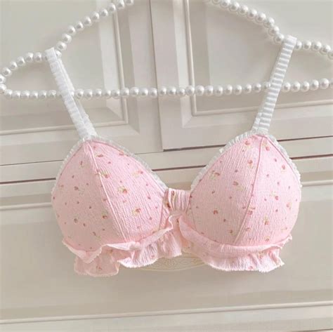 Floral Full House Wireless Strap Bra Pink M32a32b32c Pink