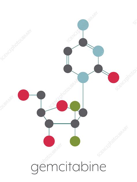 Gemcitabine Chemotherapy Drug Molecular Model Stock Image F025