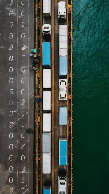 Large Trucks Bringing Cargo To Berth Of Cargo Port For Loading