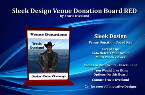 Second Life Marketplace Venue Donation Board Red