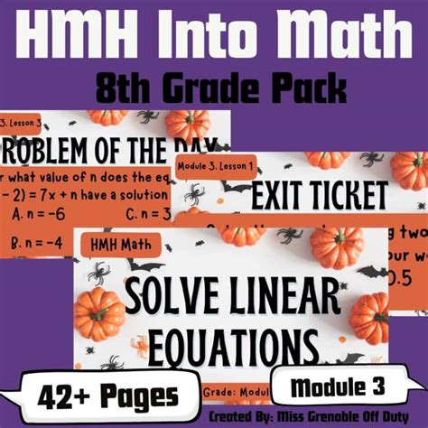 Fall And Autumn 8th Grade Hmh Into Math Solve Linear Equations Module 3