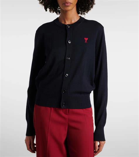 Ami Paris Ami De Cœur Wool Cardigan Ami