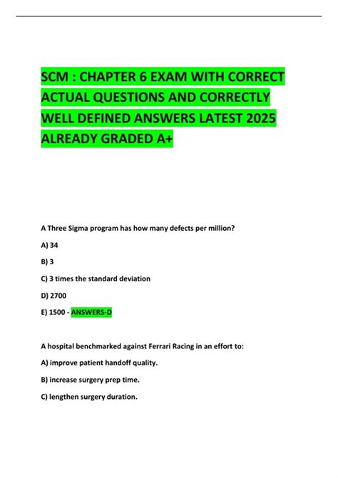 Scm Chapter 6 Exam With Correct Actual Questions And Correctly Well Defined Answers Latest Scm Chapter 6 Exam With Correct Actual Questions And Correctly Well Defined Answers Latest