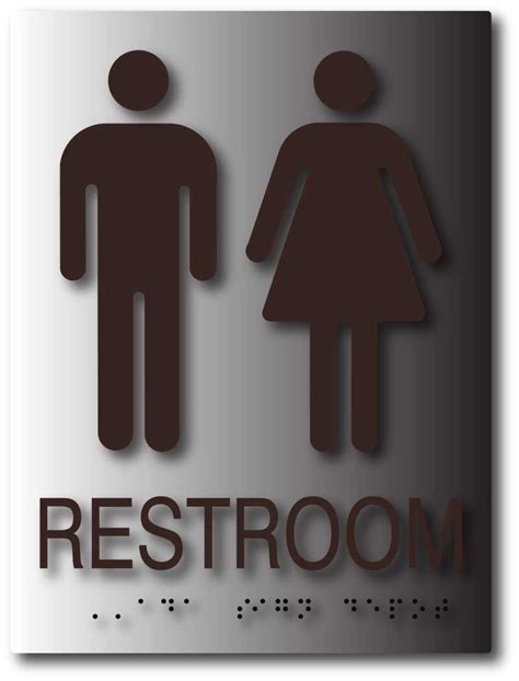 Unisex Restroom Signs In Brushed Aluminum Ada Sign Depot
