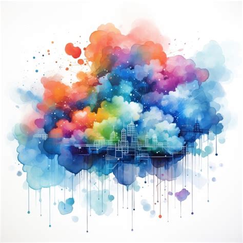 Premium Vector Watercolor Vector Cloud Computing Vector On White