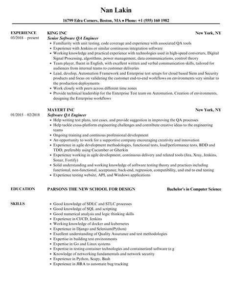 Software QA Engineer Resume Samples Velvet Jobs Software QA Engineer Resume Samples Velvet Jobs