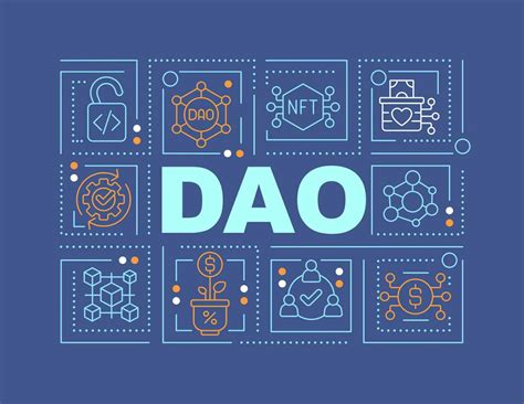 Dao Word Concepts Blue Banner Decentralized Autonomous Organizations Infographics With